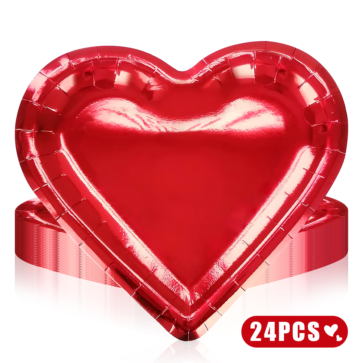Valentine Paper Plates Party Supplies Red Heart Dessert Plates Romantic ...