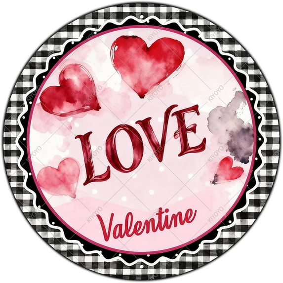 Valentine Round Buffalo Check Metal Wall Plaque Featuring Beer Heart ...