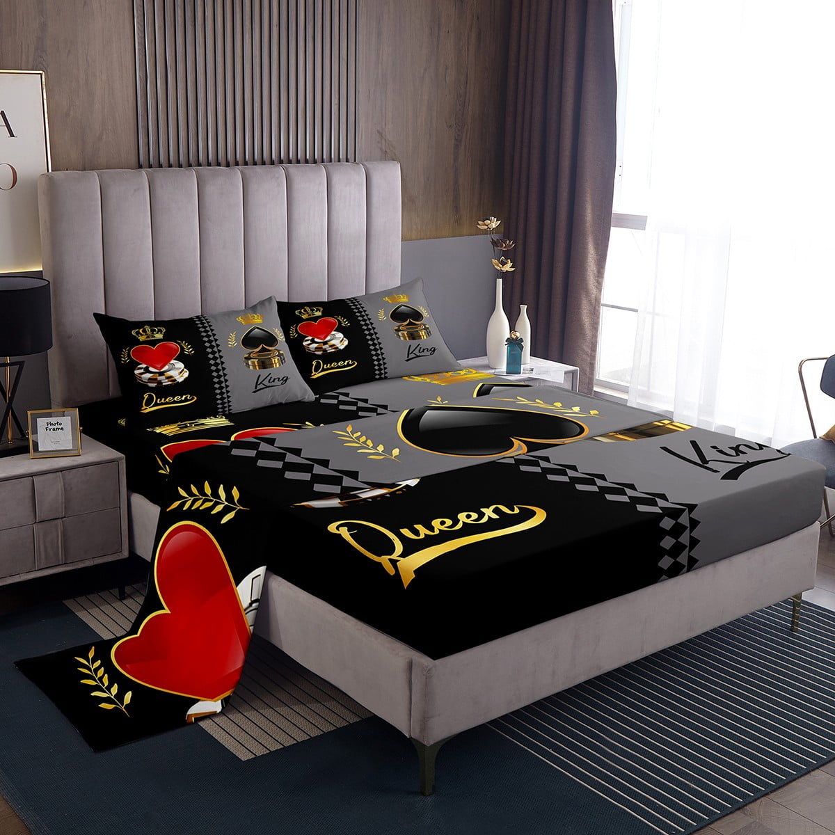 Valentine'S Couple Bedding Queen,King And Queen Crown Sheet Set For ...