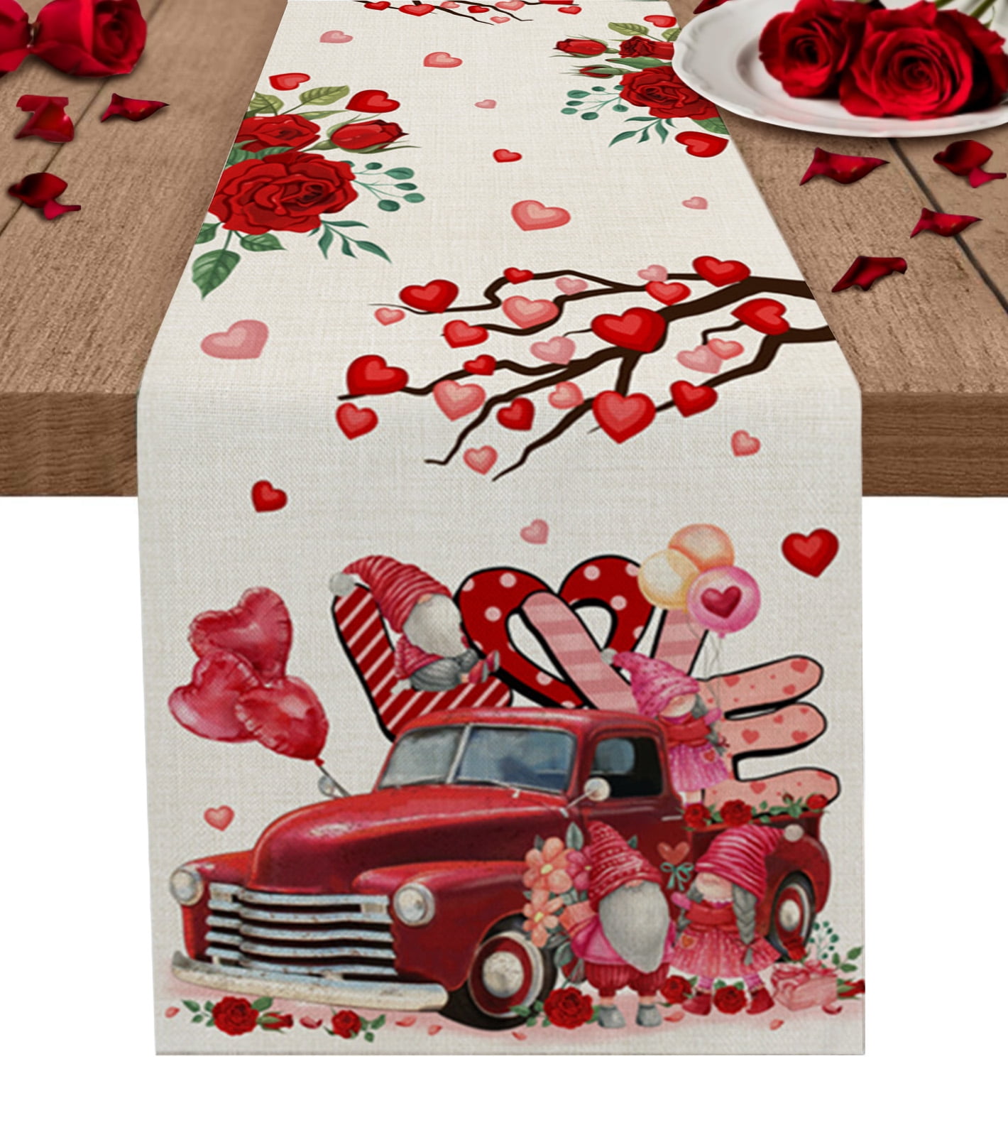 Valentine'S Day Bicycle Love Candy Table Runner Holiday Dining Table r ...
