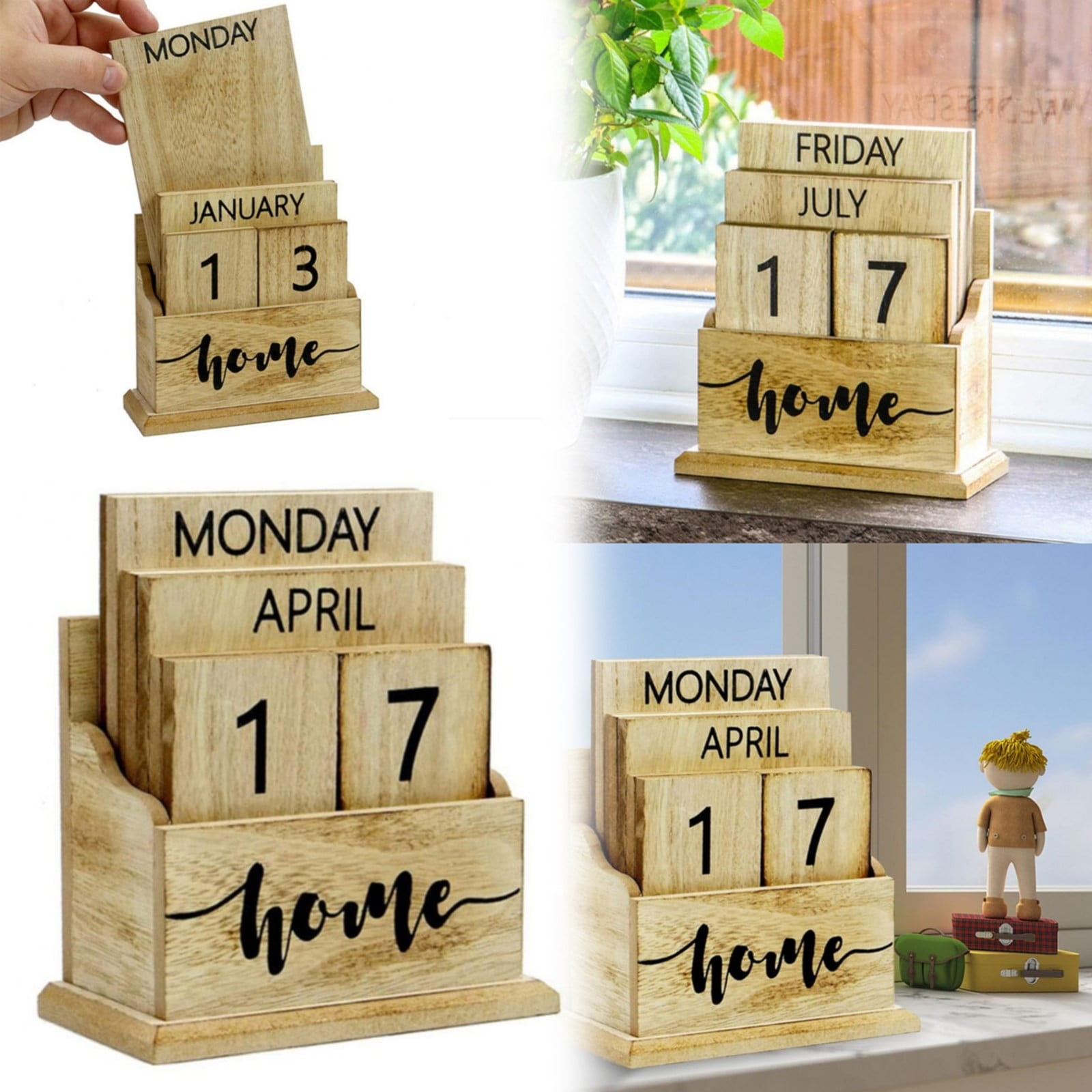 Valentine'S Day Calendar - Wooden Flip Desk Calendar Perpetual Plank ...
