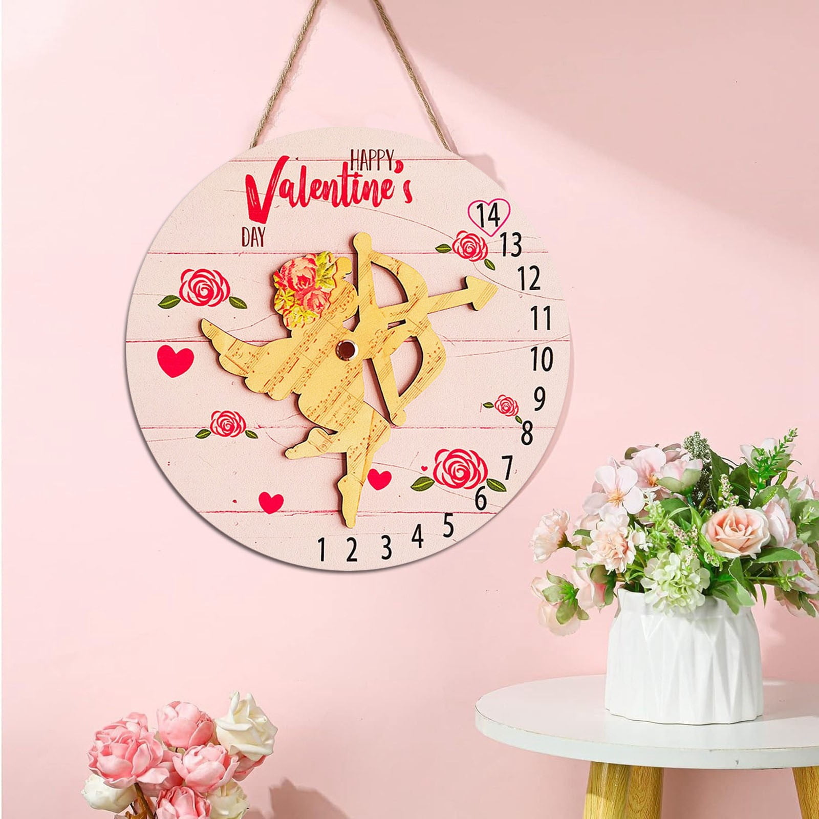 Valentine'S Day Countdown Calendar Sign - Rustic Wooden Two-Tier ...