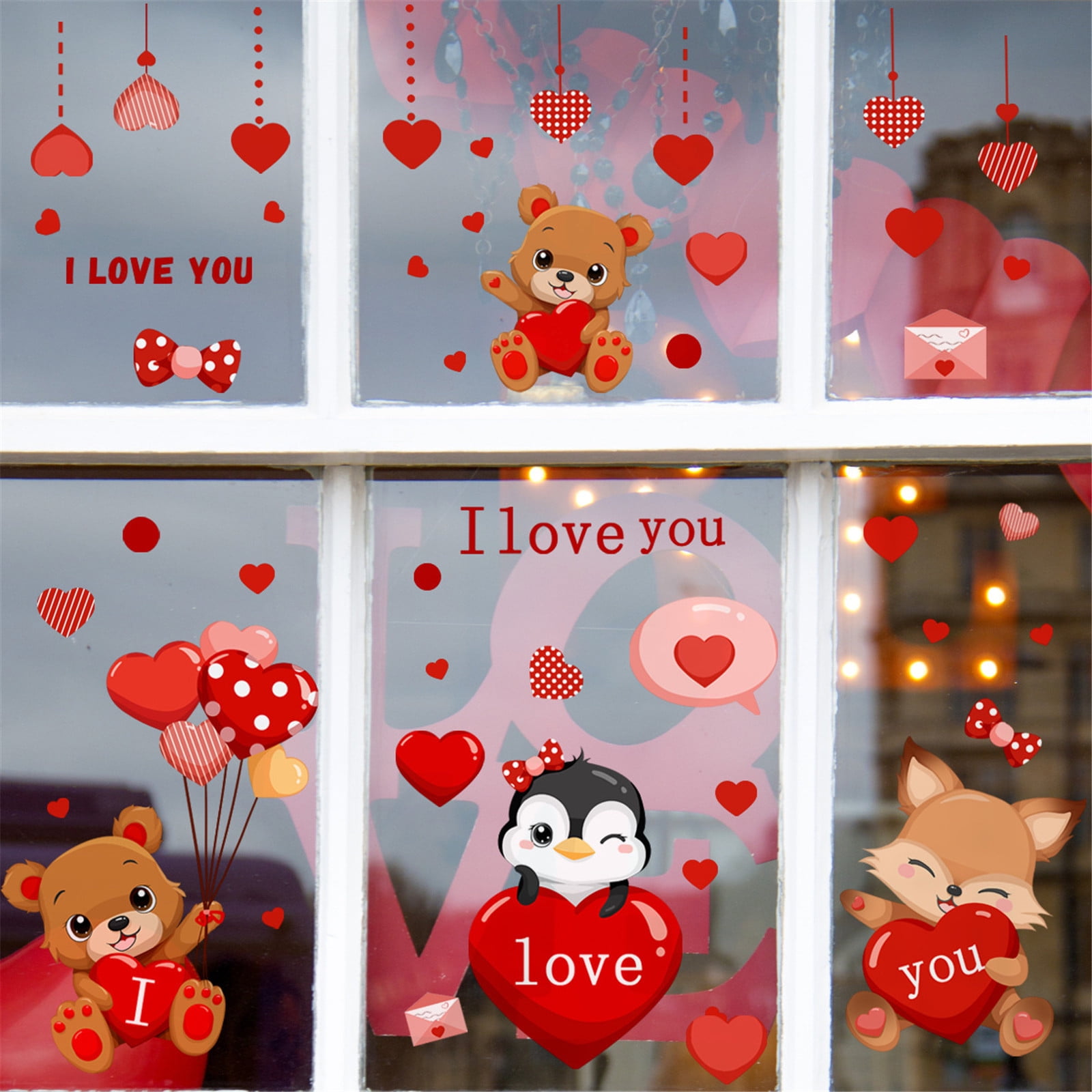 Valentine's Day Electricity Window Stickers Love Window Display Glass ...