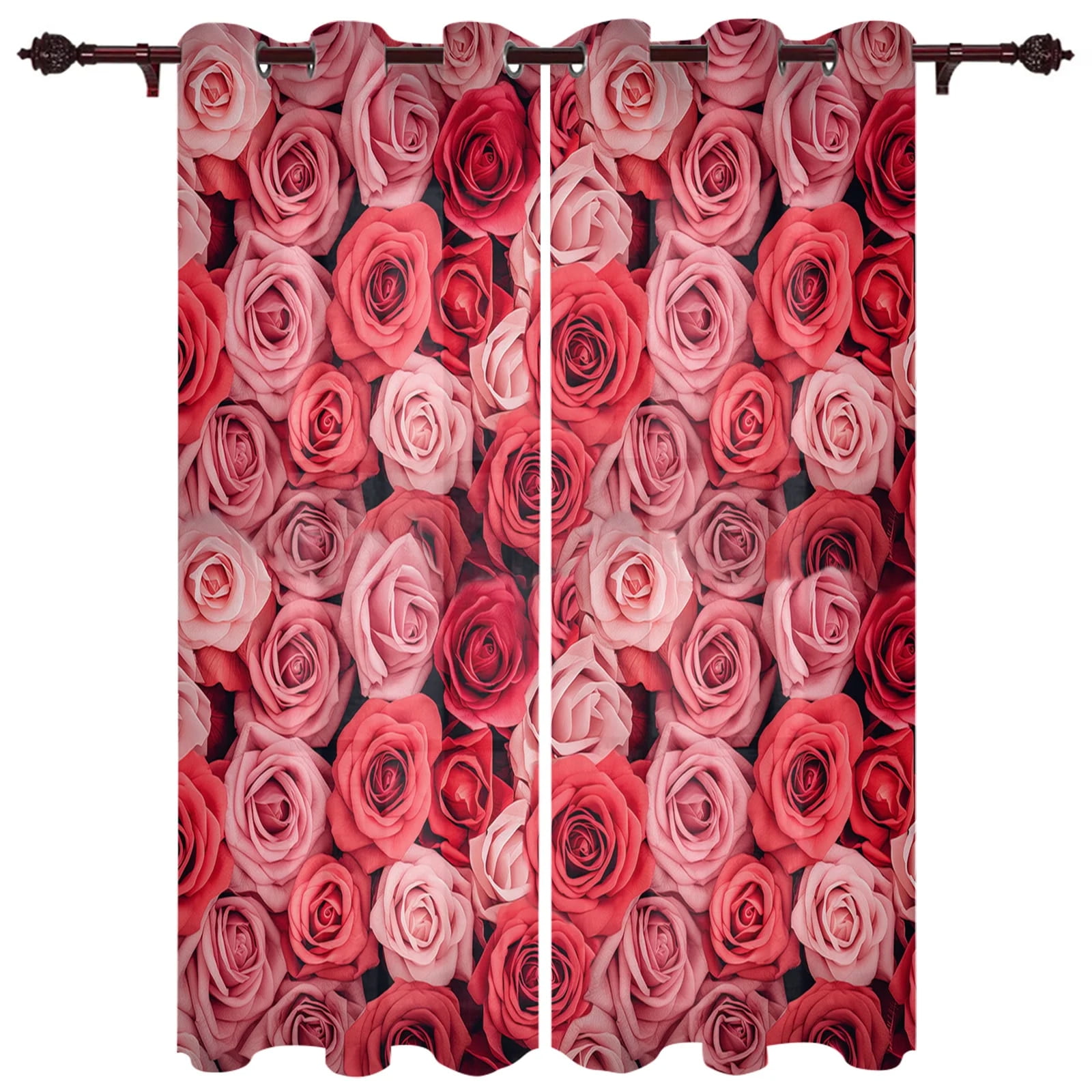 Valentine'S Day Flower And Rose Modern Window Curtains for Living Room ...
