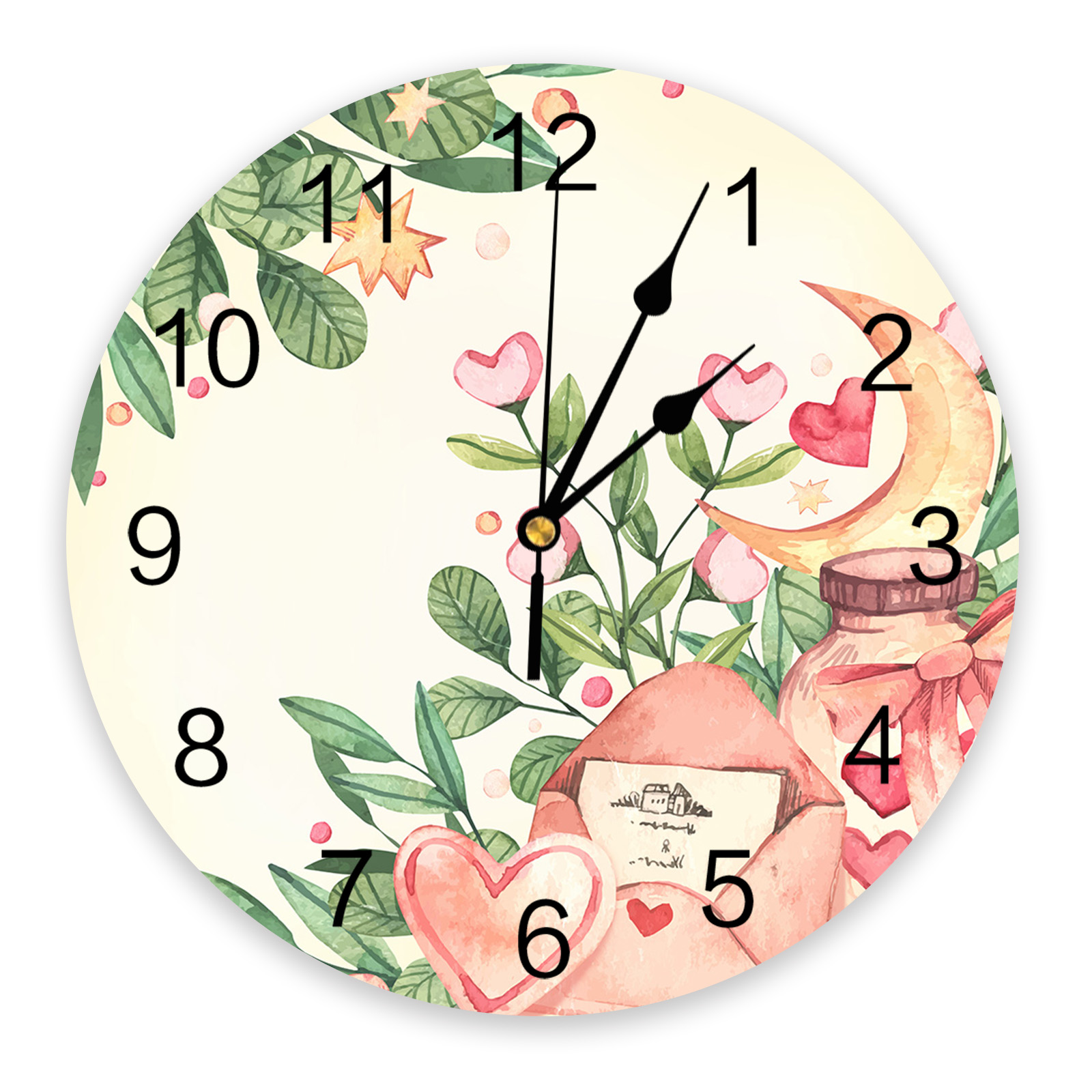 Valentine'S Day Flower Love Letter Moon Star Love Wall Clock Modern ...