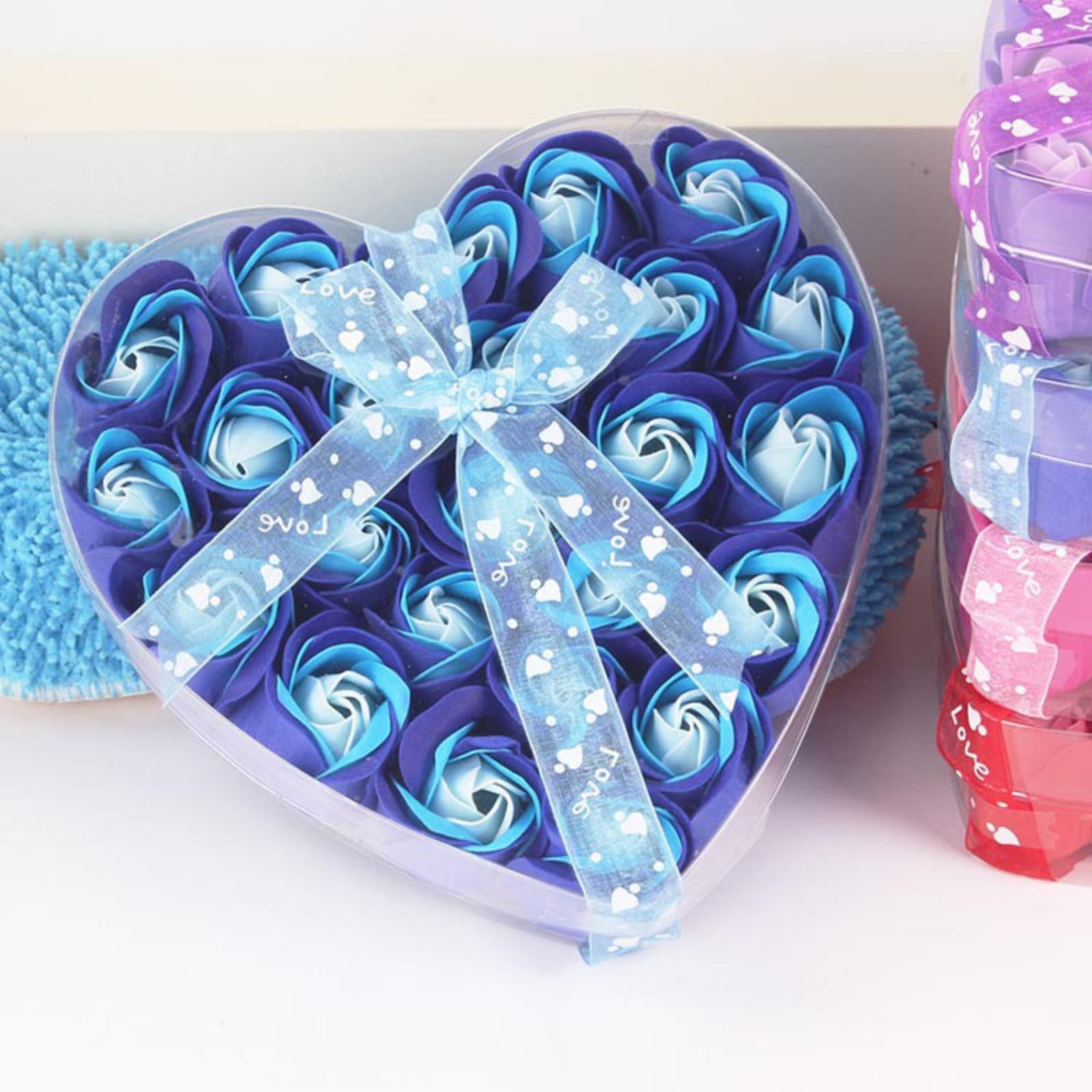 Valentine'S Day Gift Accompaniment Box 24 Heart Shaped Soap Flowers ...