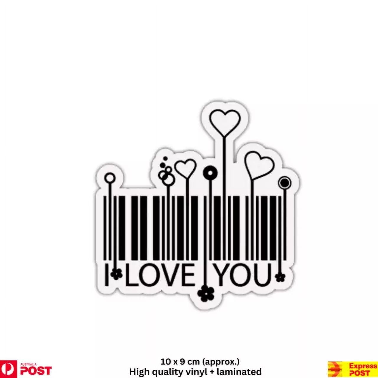 Valentine'S Day Laptop Barcode Love You Sticker Phone Decal Water ...