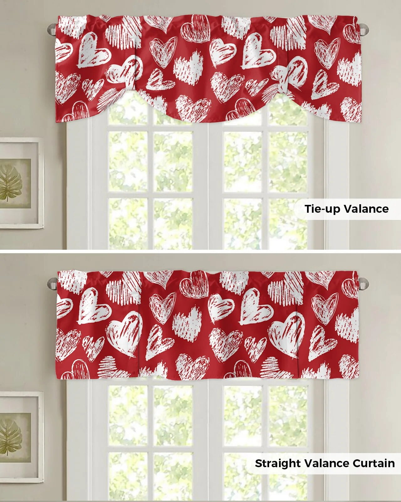 Valentine'S Day Love Eucalyptus Leaves Window Curtain Living Room ...