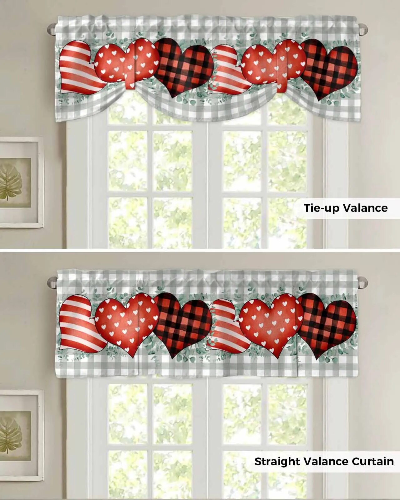 Valentine'S Day Love Eucalyptus Leaves Window Curtain Living Room ...