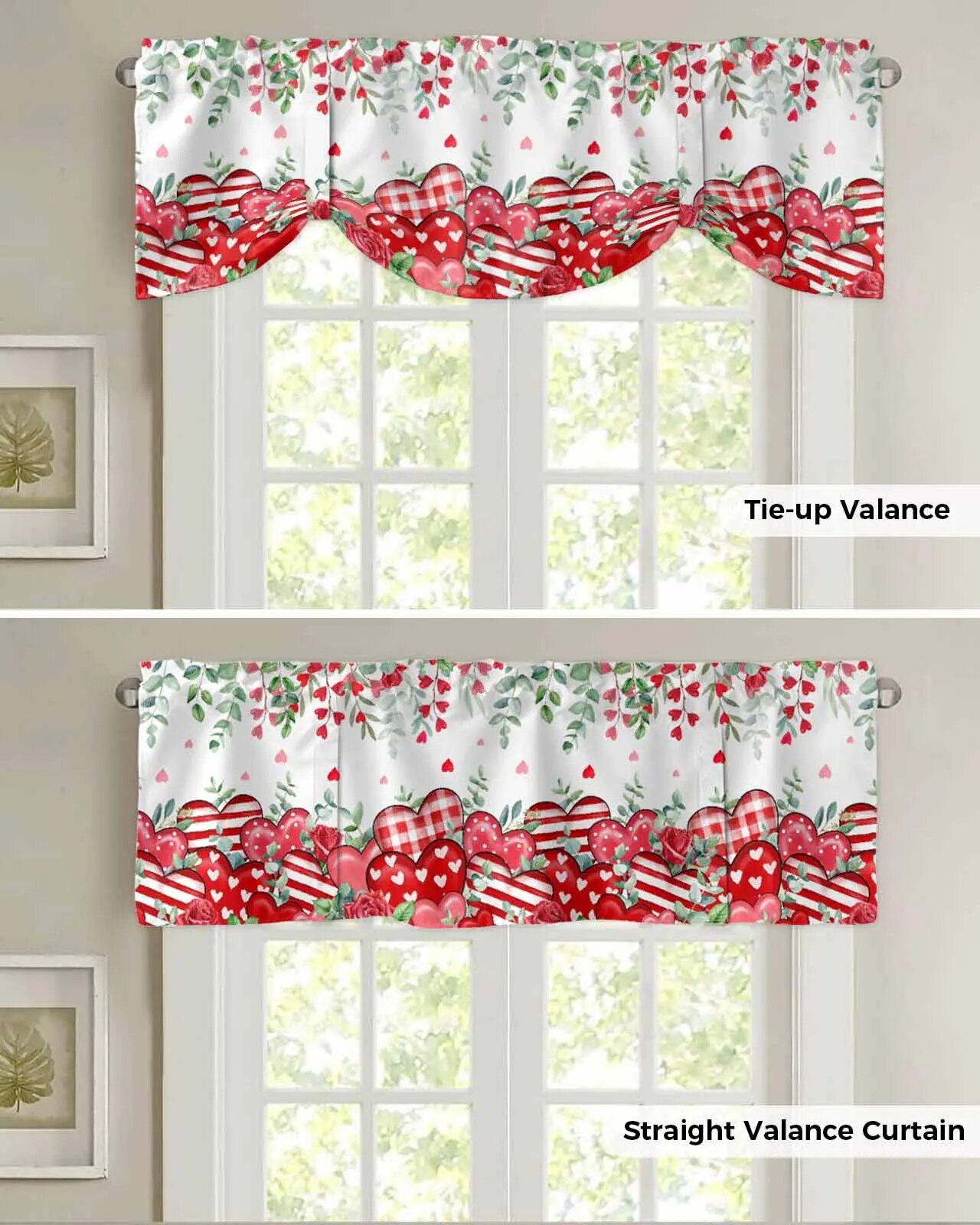 Valentine'S Day Love Eucalyptus Leaves Window Curtain Living Room ...