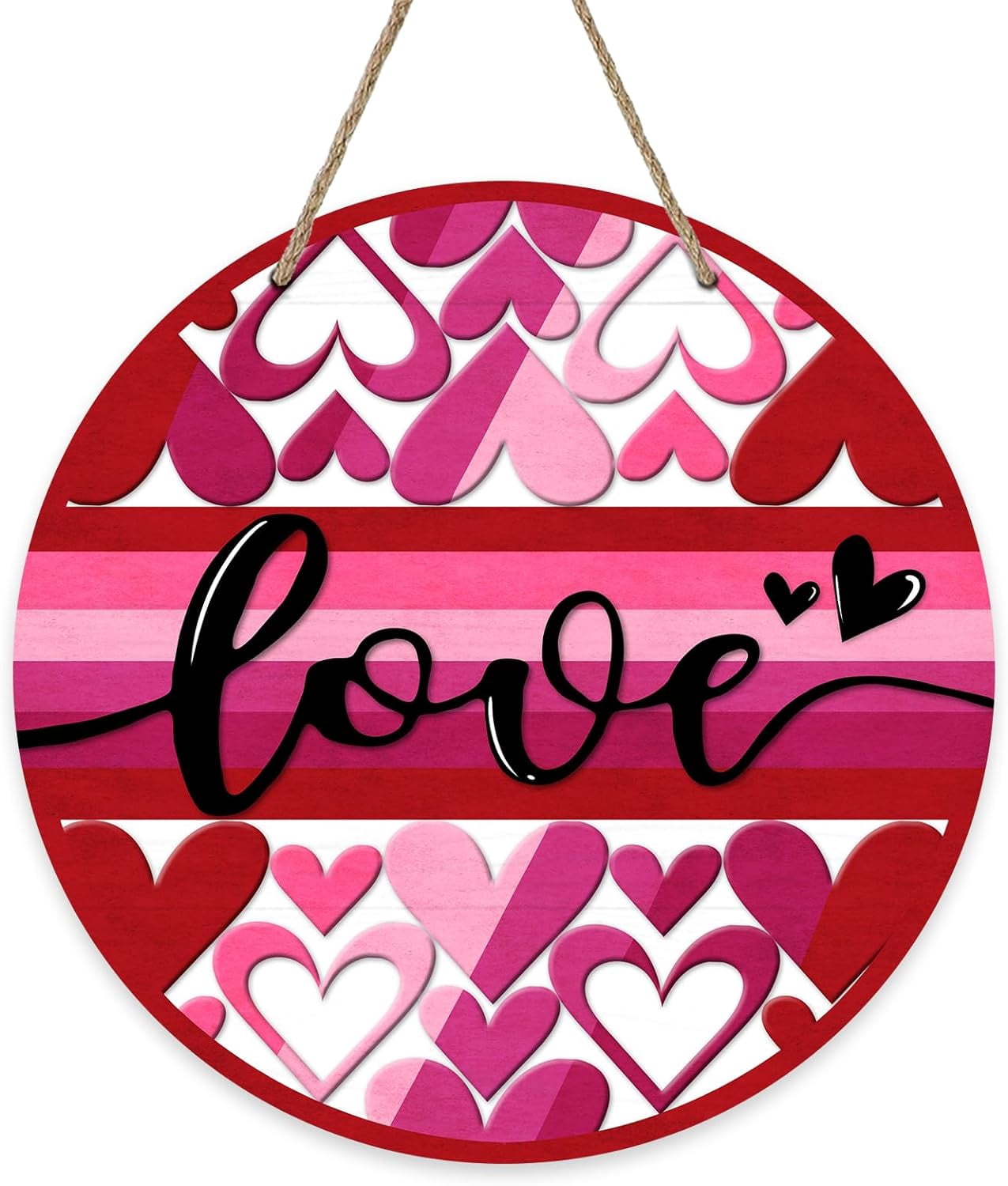 Valentine'S Day Love Front Door Sign, Pink Red Love Heart Wood Door ...