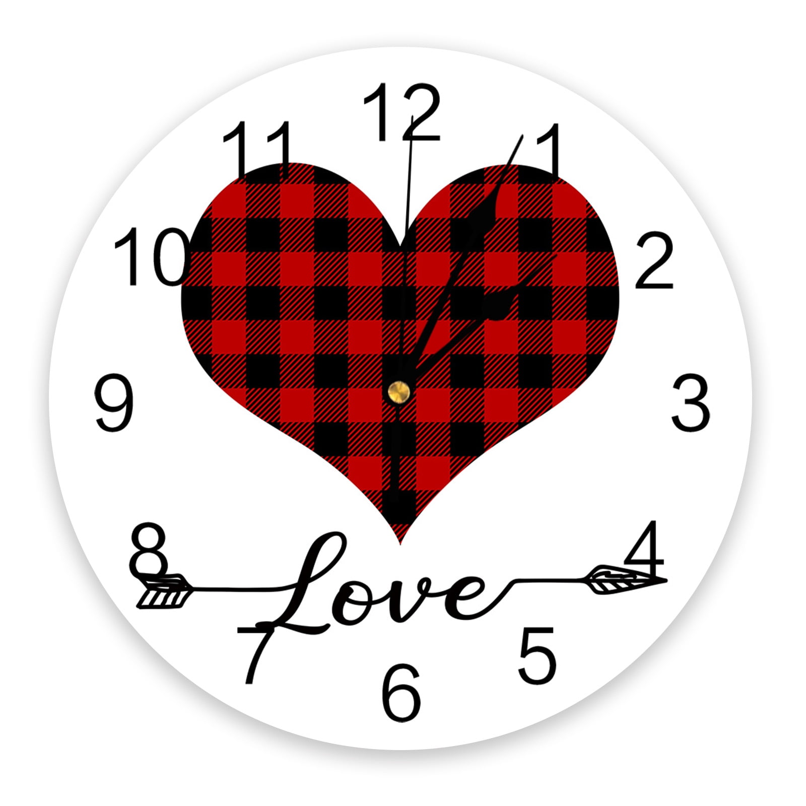 Valentine'S Day Love Red Rose Wall Clock Home r Bedroom Silent Oclock ...