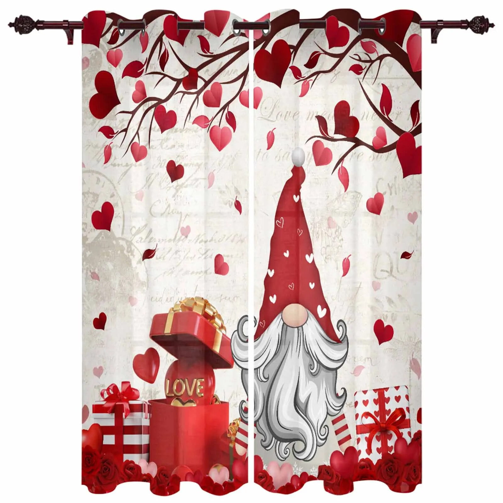 Valentine'S Day Love Romantic Dwarf Gift Modern Window Curtains for ...