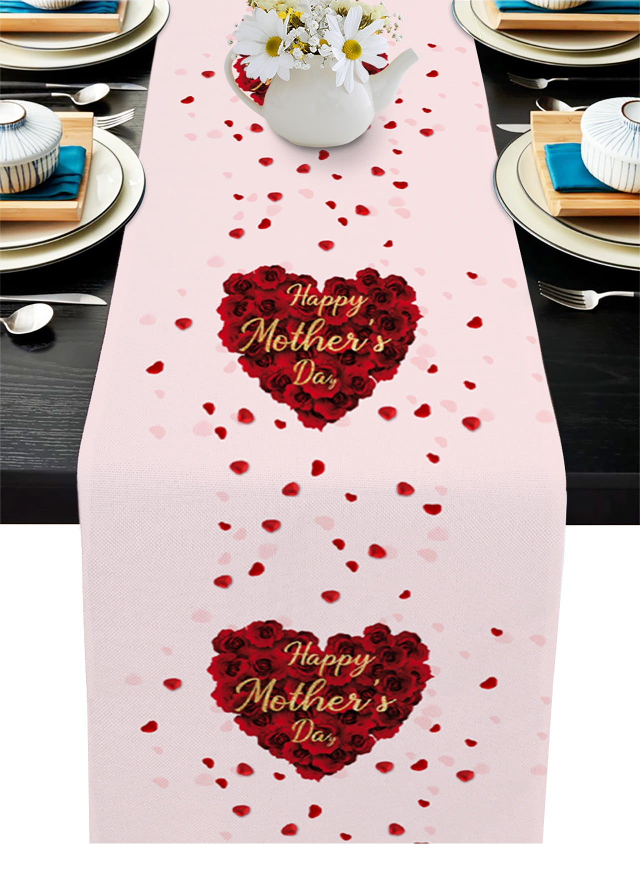 Valentine'S Day Love Rose Plaid Table Runner Luxury Hotel Wedding r ...