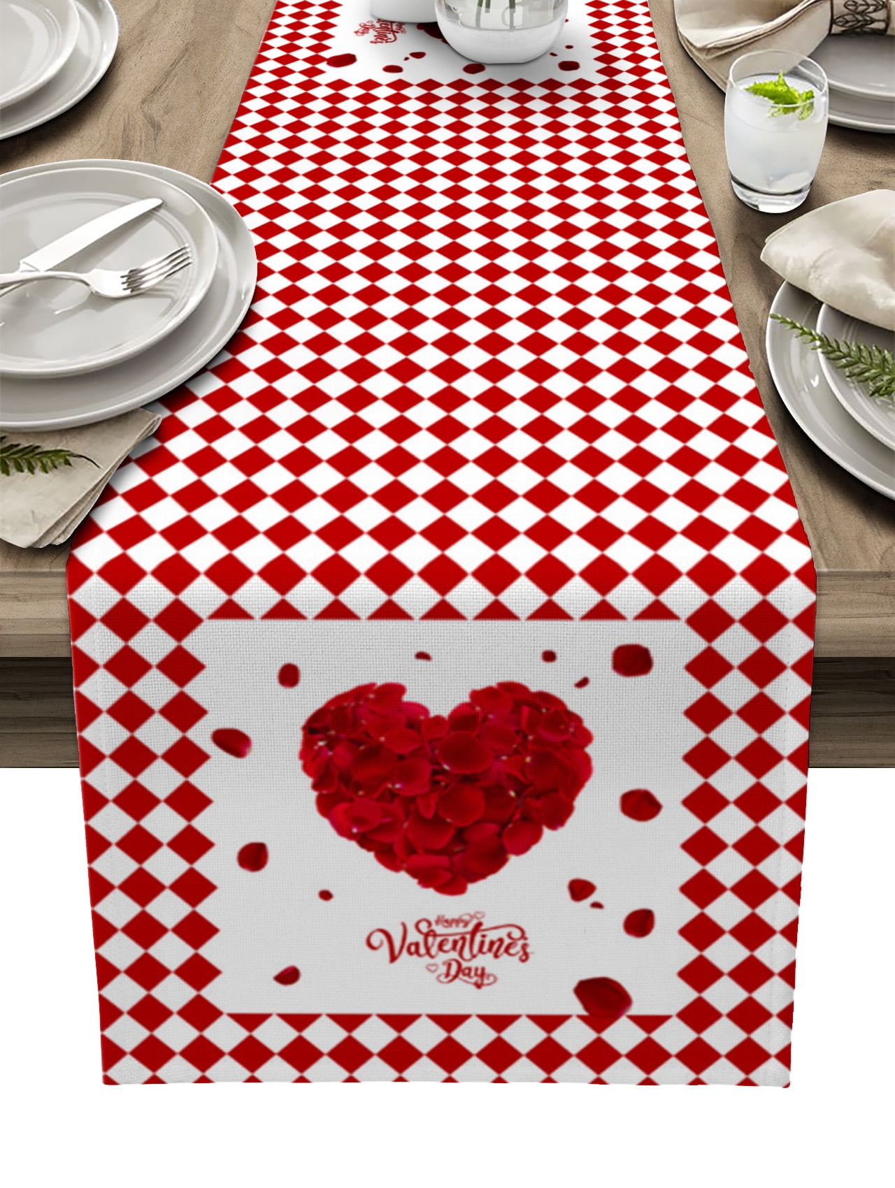 Valentine'S Day Love Rose Plaid Table Runner Luxury Hotel Wedding r ...