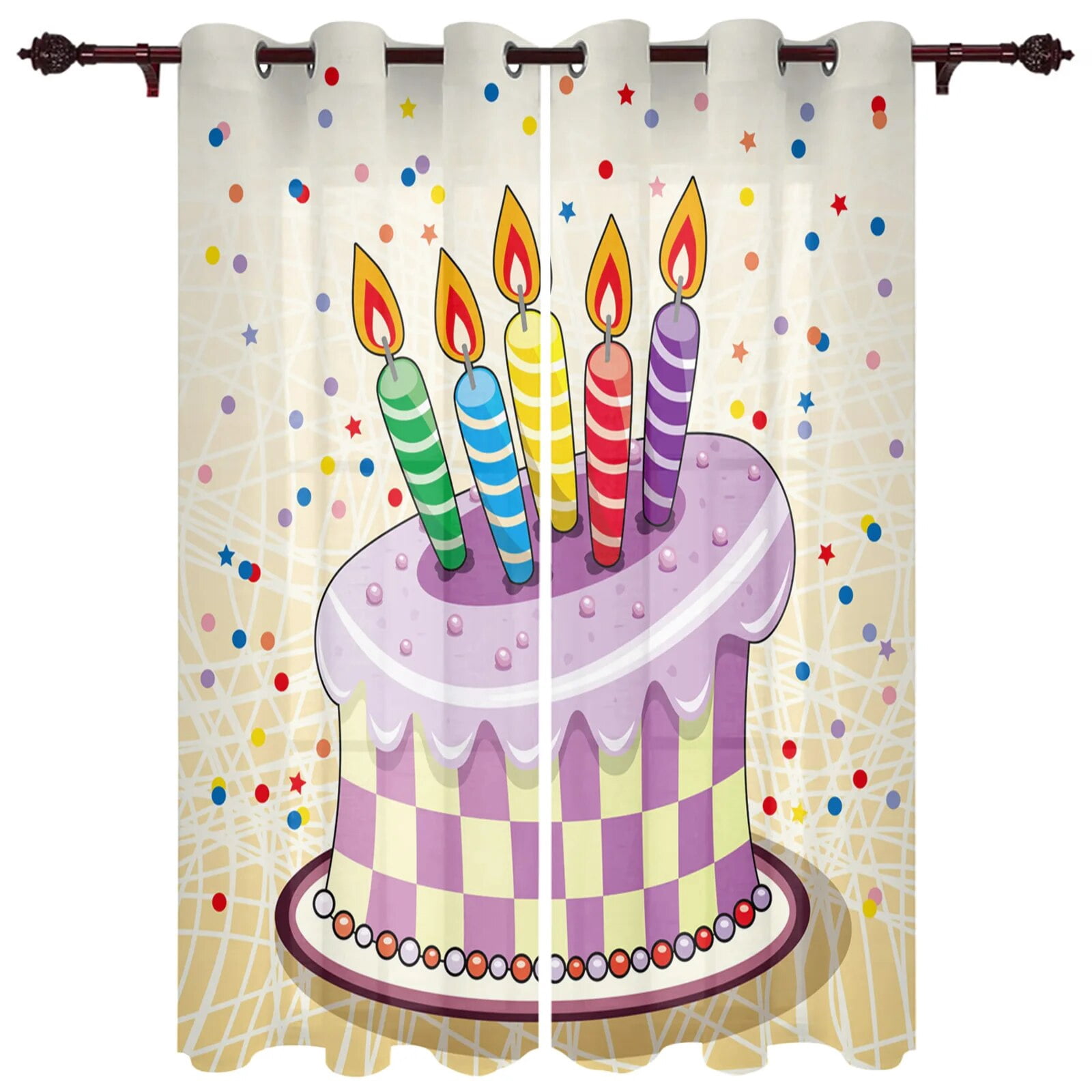 Valentine'S Day Pink Dwarf Love Tree Modern Window Curtains for Living ...