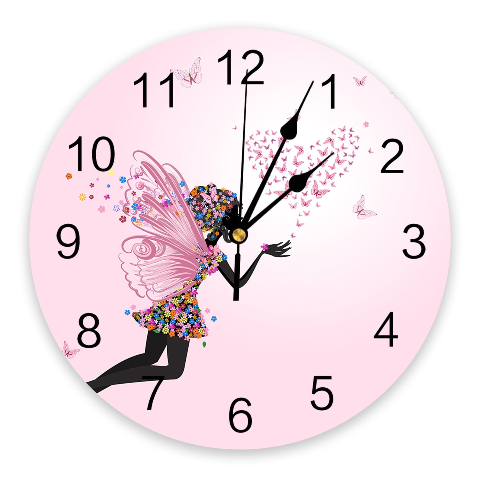Valentine'S Day Red Heart Tree Pink Large Wall Clocks Kids Room Silent ...