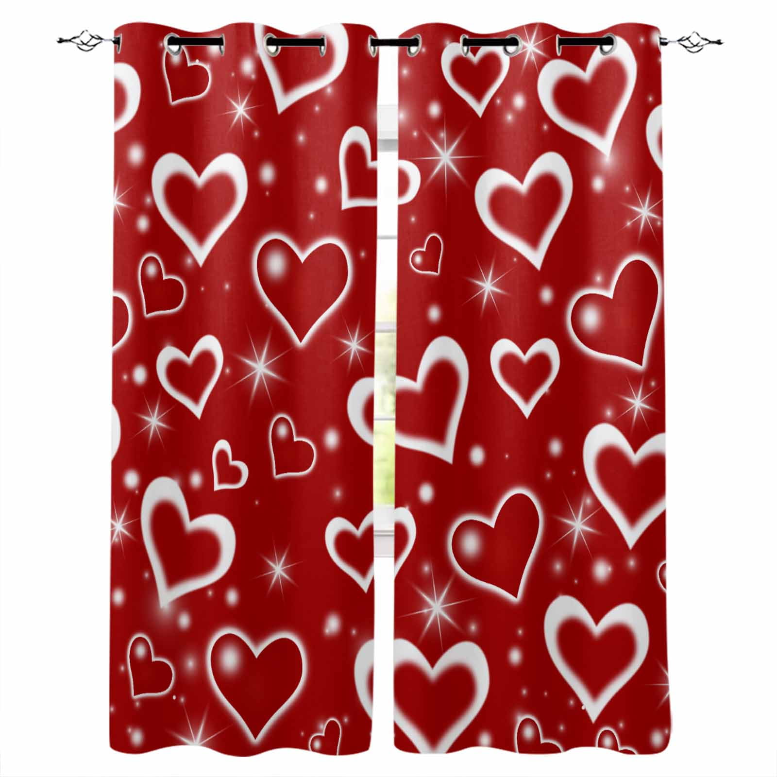 Valentine'S Day Red Love Modern Window Curtains for Living Room Home ...