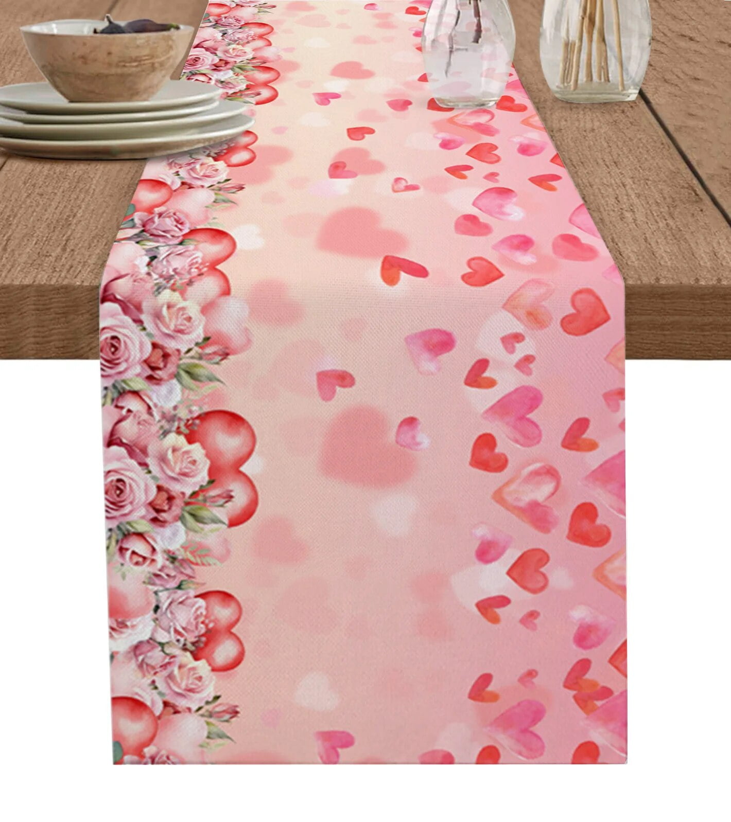 Valentine'S Day Roses Love Table Runner Wedding Decor Table Runner ...
