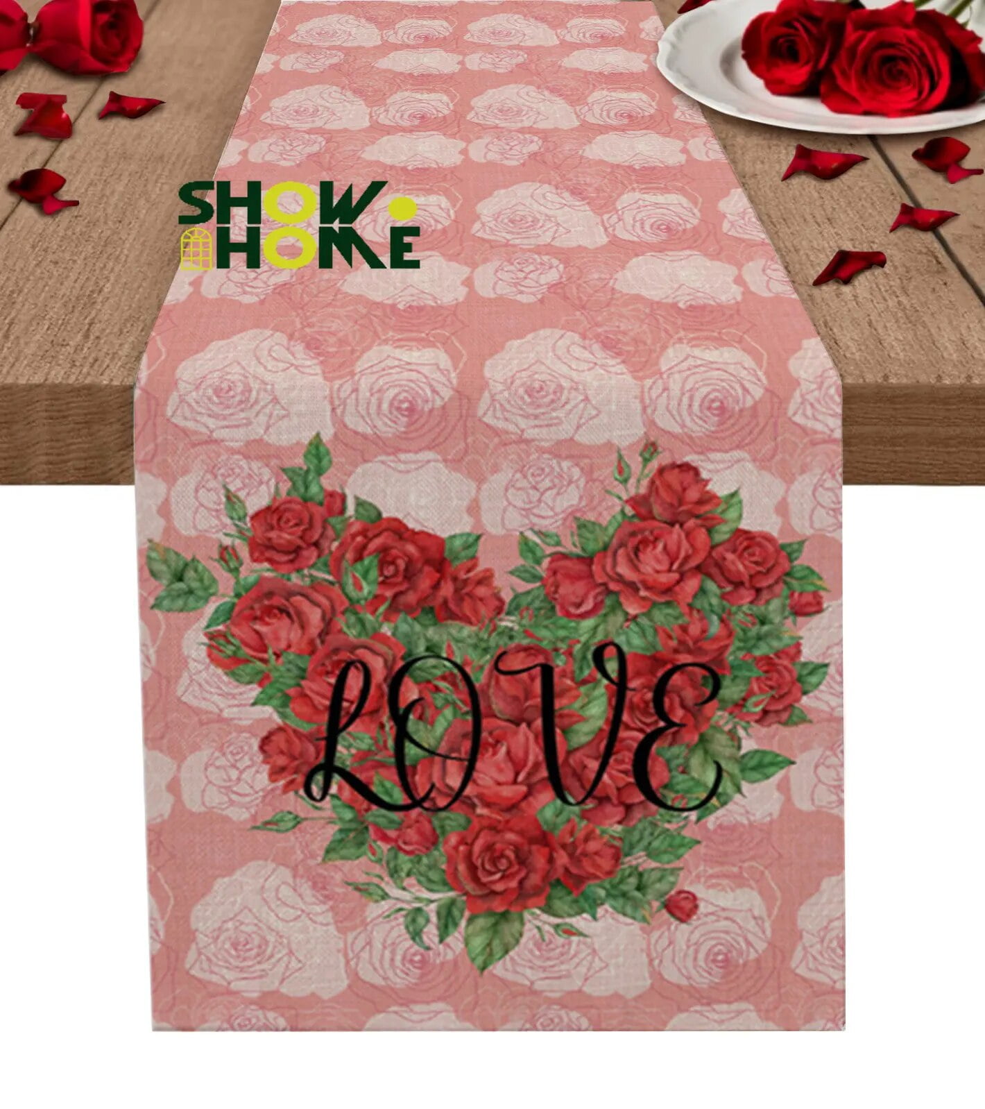 Valentine'S Day Roses Simple Table Runner Wedding Coffee Table r ...