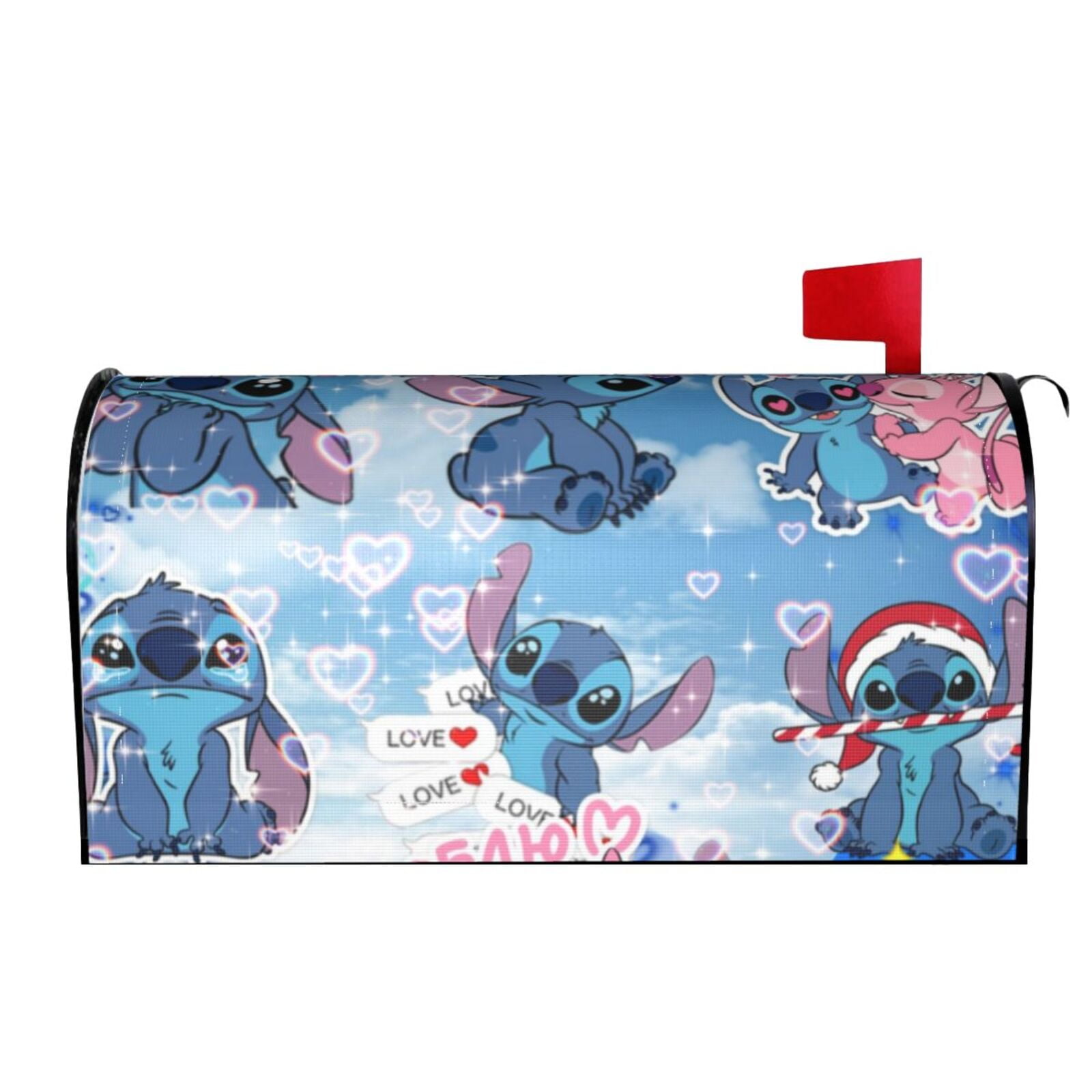 Valentine'S Day Stitch And Angela Cartoon Character Mailbox Cover ...