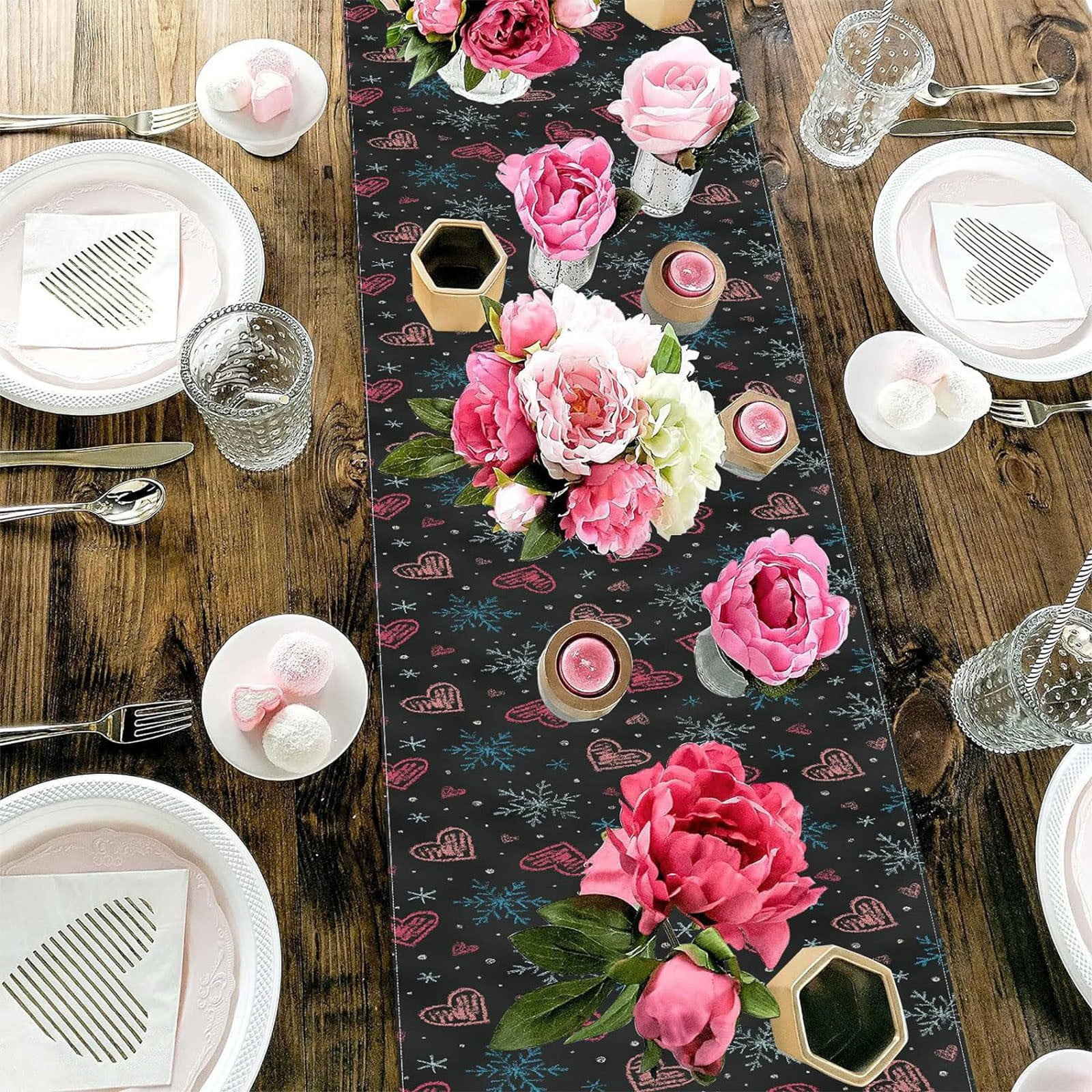 Valentine'S Day Table Runner, Heart Decor Galentines Day Decorations ...