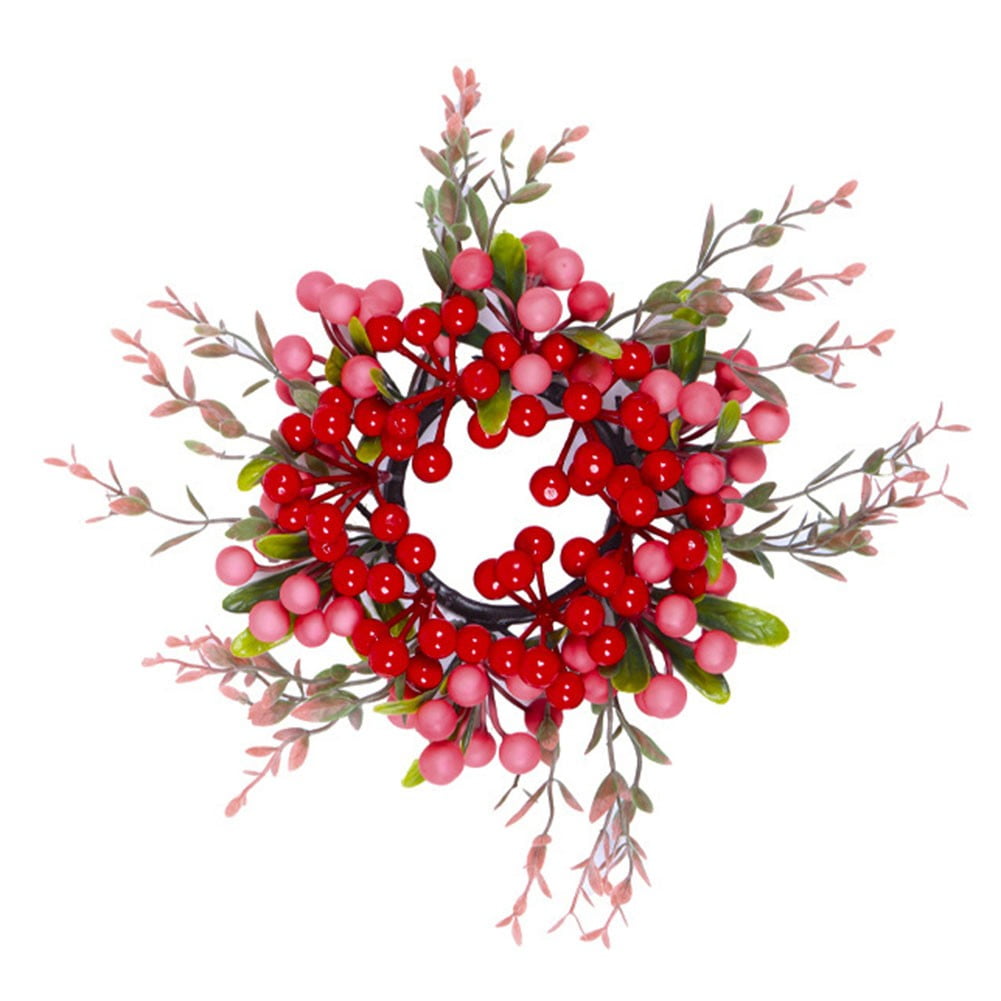 Valentine'S Day Tree Decorations Artificial Red Pink Berry Stems Wreath ...