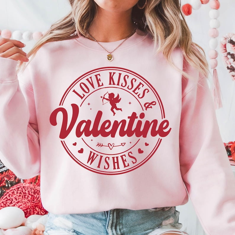 Valentine Shirt For Women, Love Kisses Valentine Wishes Shirt, Hugs & Kisses Sweatshirt ...