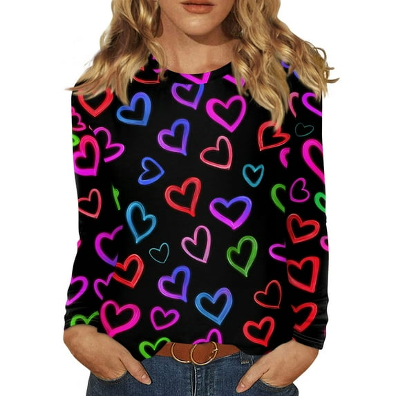 Valentine Shirts for Women Holiday Long Sleeve Tunic Tops Cute Love ...