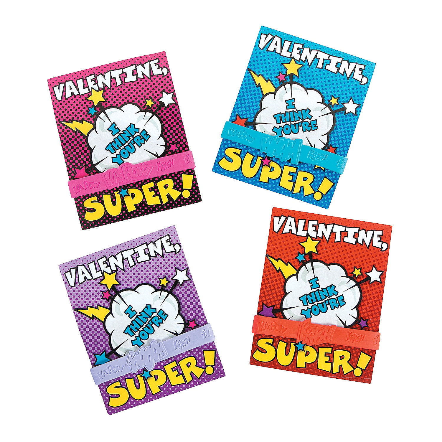 Valentine Super Hero Card With Bracelet - Jewelry - 24 Pieces - Walmart.com