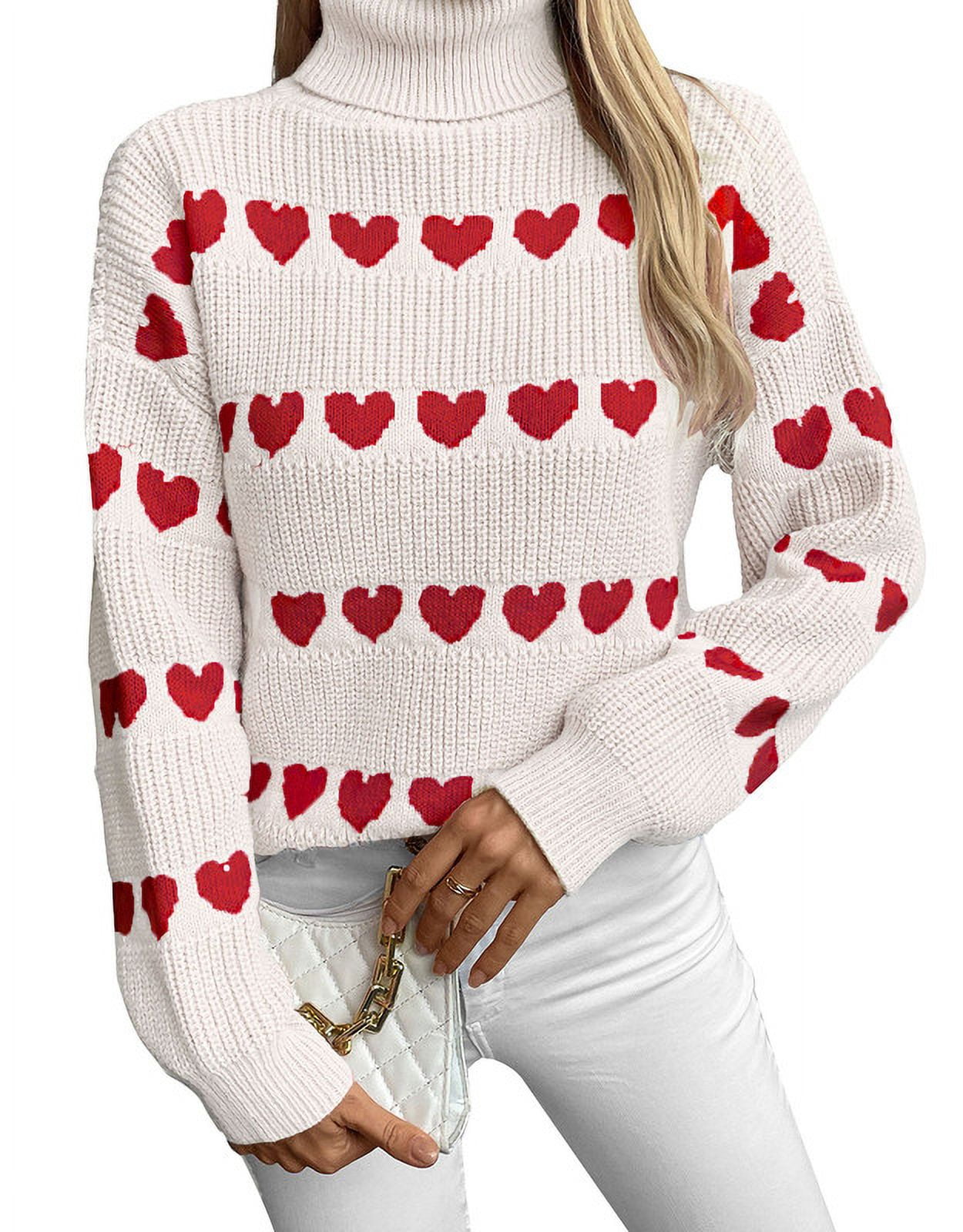 Valentine Sweaters for Women Lady Cute Lovely Heart Sweater Knited Warm ...