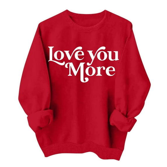 Valentine Sweatshirt Women Oversized Love Hearts Graphic Long Sleeve ...