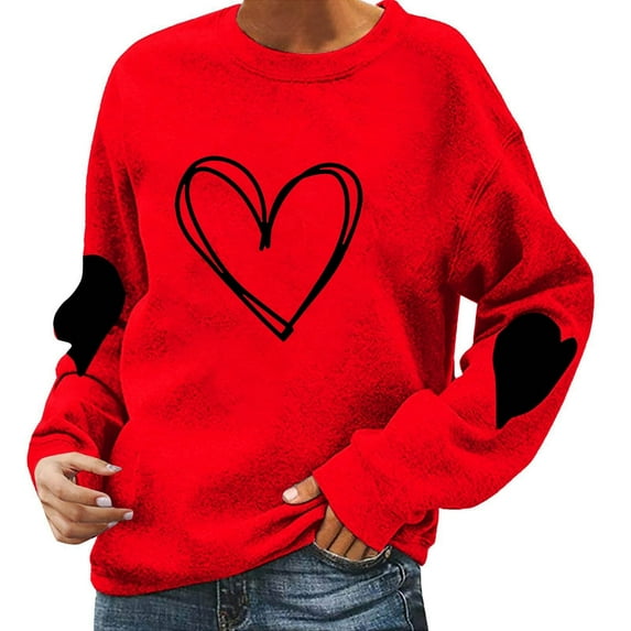 Valentine Sweatshirt Women's Women Heart Pullover Hoodie Plus Size ...