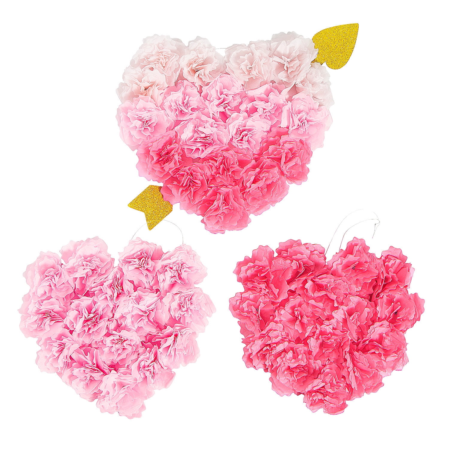 Valentine Tissue Paper Hearts Hanging Decor Set - 3 Pc. - Walmart.com