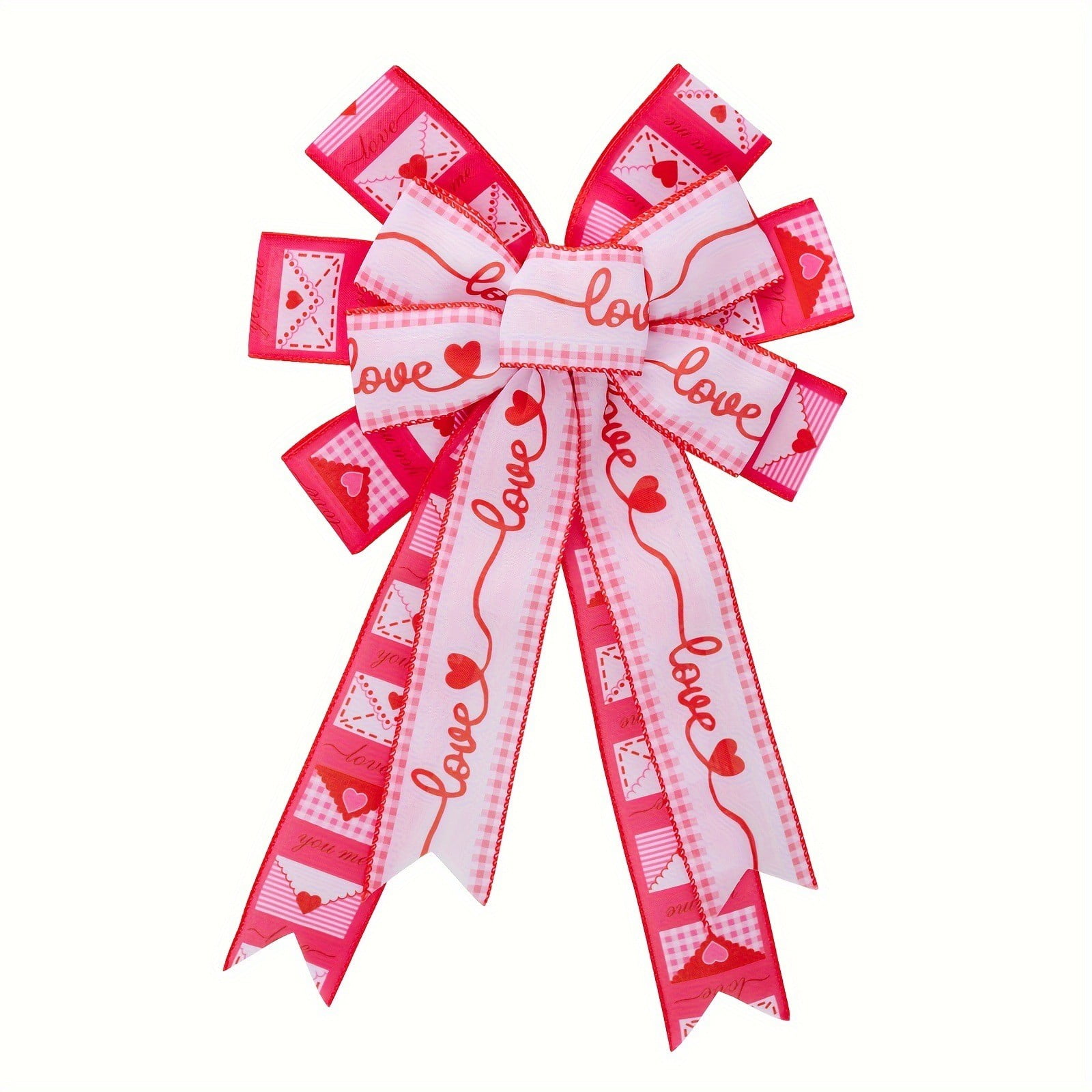 Valentine Tree Topper Bow With Heart Decorations 11”x19.7” Large Red ...