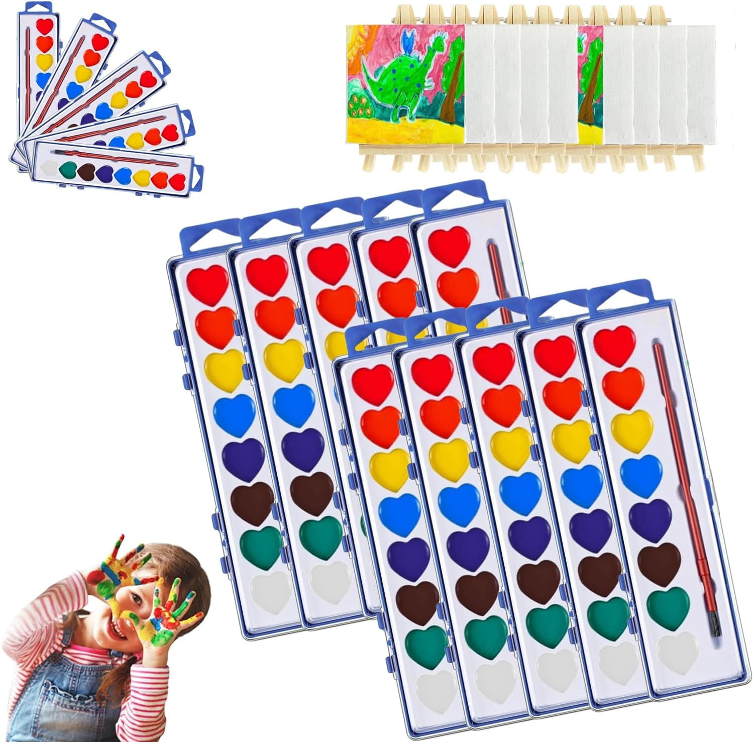 Valentine Watercolor - valentine watercolor set, Heart-Shaped Mini ...