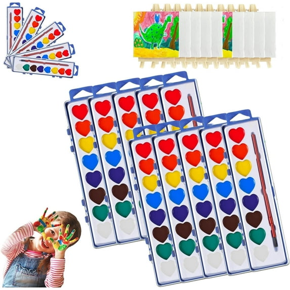 Valentine Watercolor - valentine watercolor set, Heart-Shaped Mini ...