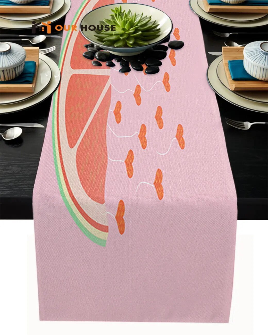 Valentine Watermelon Love Pink Mats Table Runner for Coffee Home ...