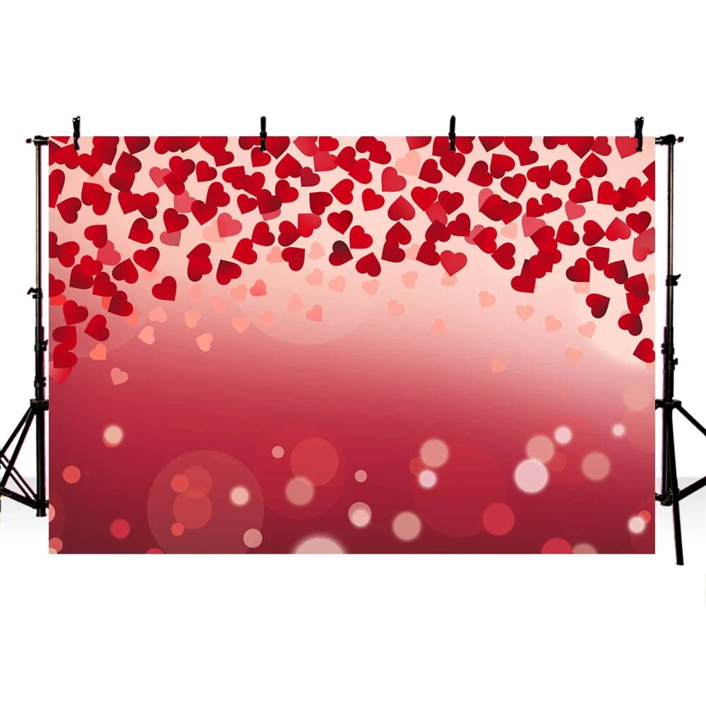 Valentine backdrop red heart background for photo booth stduio bokeh ...