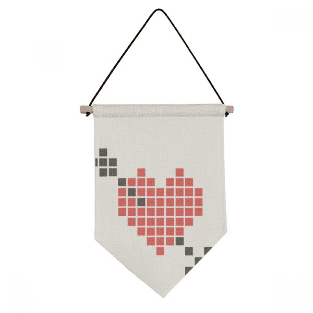 Valentine's Arror Pierce via Heart Pixel Canvas Flag Hanging Wall Art ...