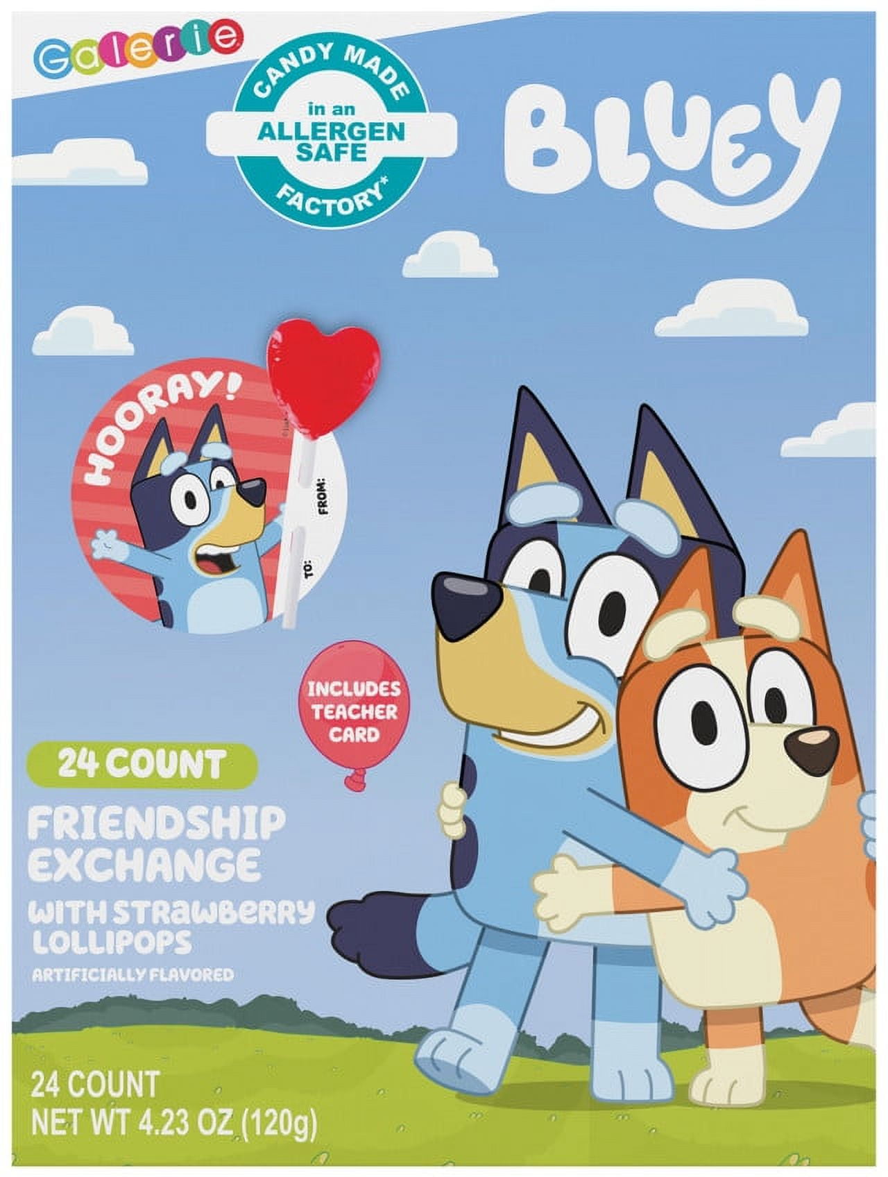 Bluey 24ct Valentine's Day Lollipop & Card Exchange Set - Kids Candy ...