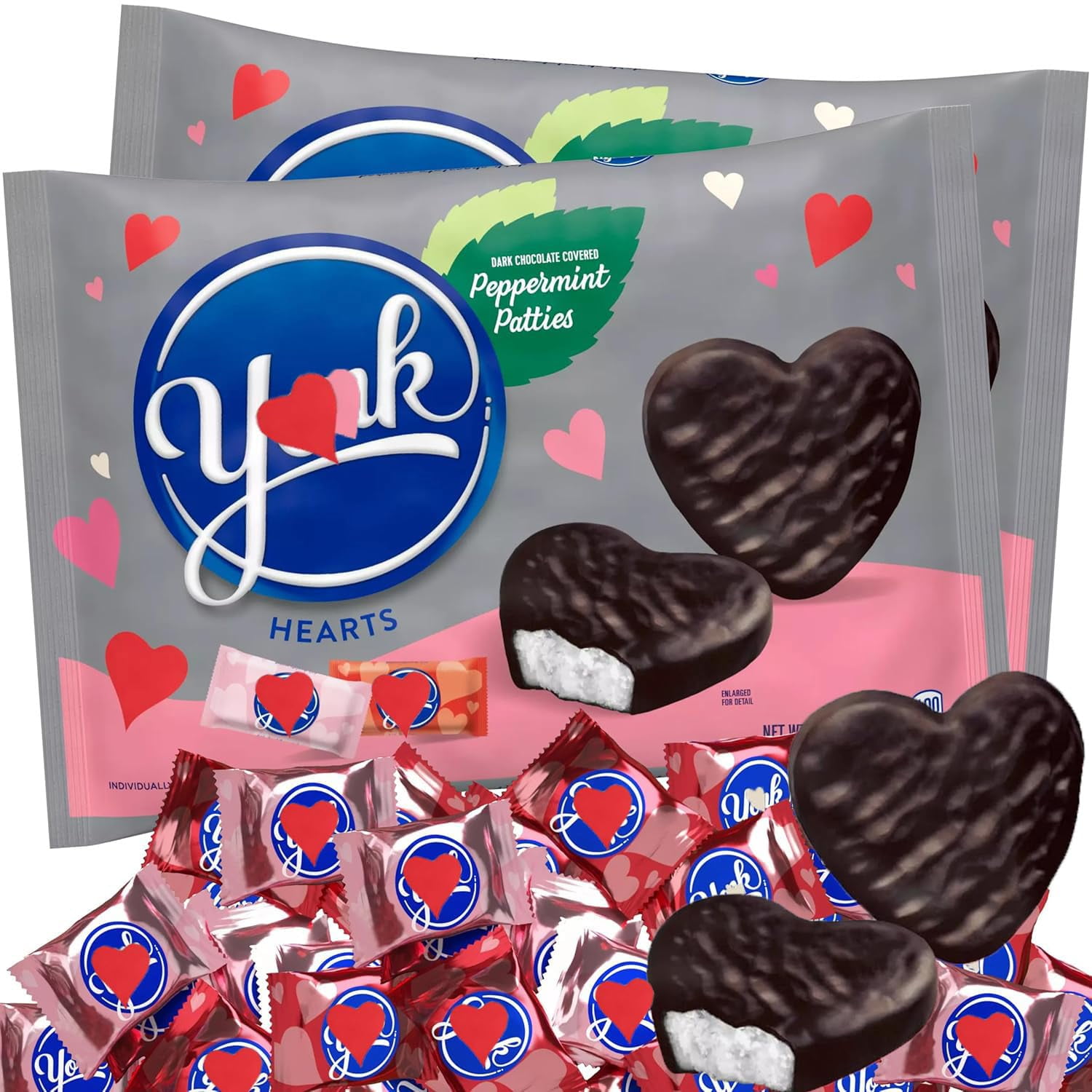 Valentine's Candy - 40 KEF16 Count Snack Size Hearts Peppermint Patties - Individually Wrapped ...