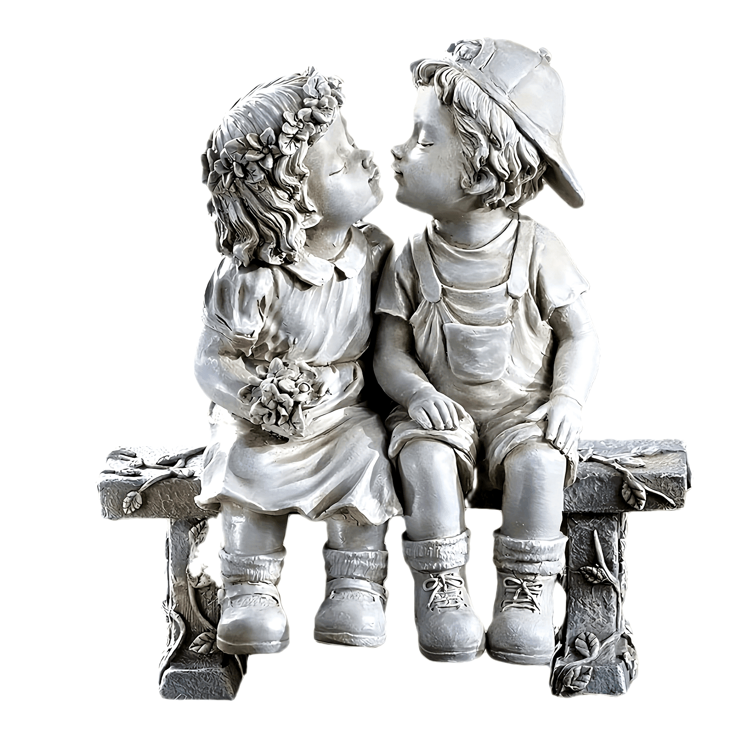 Valentine's Couple Statues - Boy & Girl Kissing Resin Decor, Outdoor ...