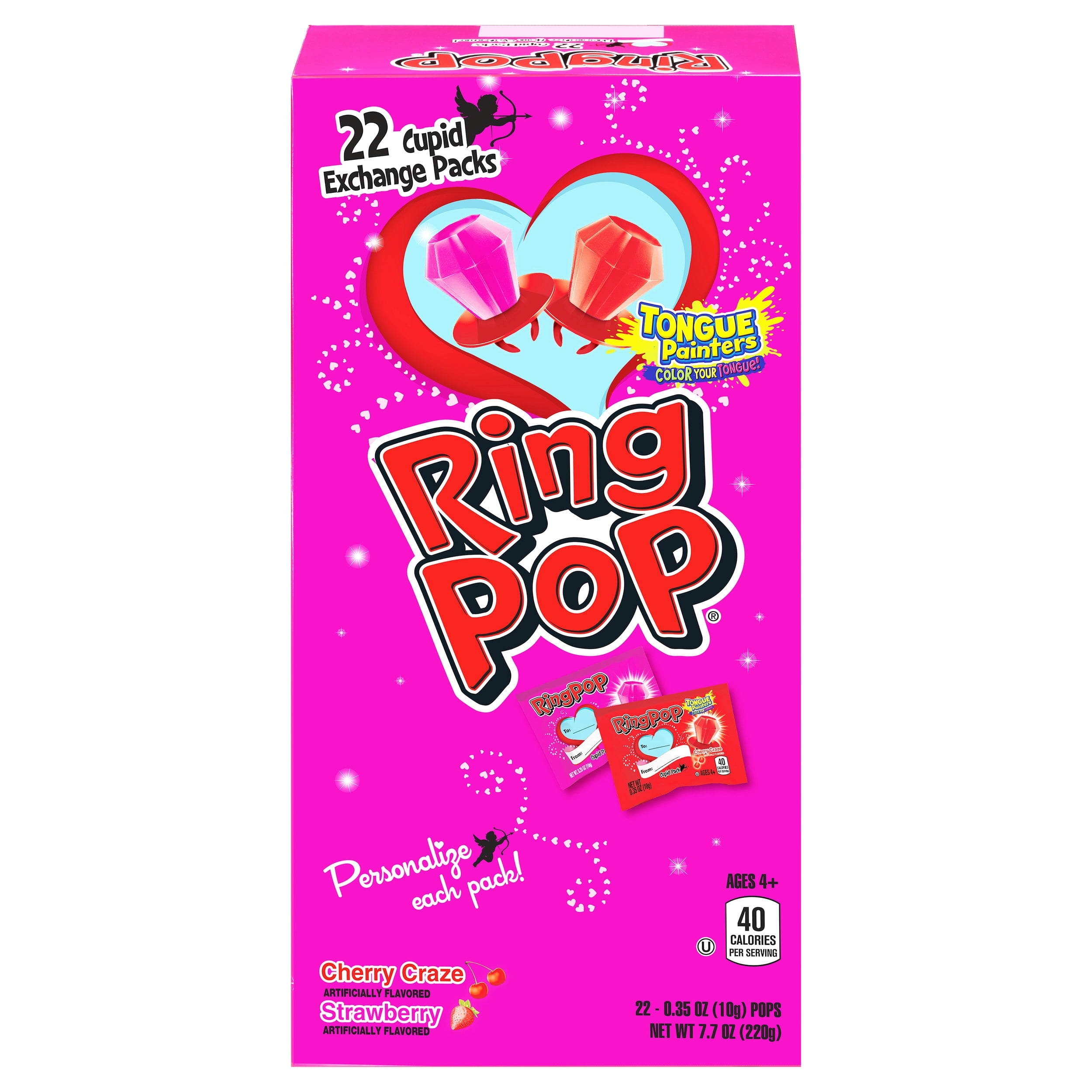 Ring Pop, Valentine Lollipops, Kosher, Cherry Craze and Strawberry ...