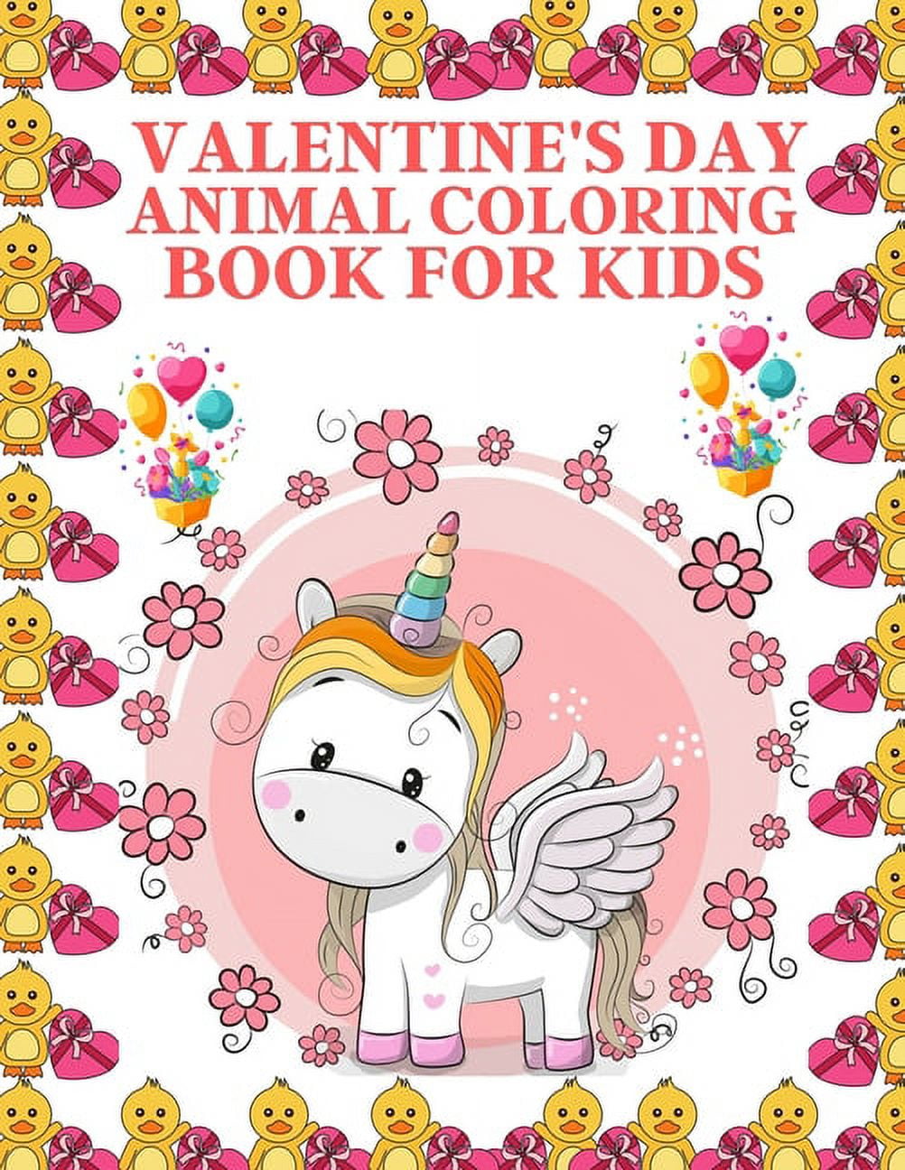 Valentine's Day Animal Coloring Book For Kids: adorable coloring book ...