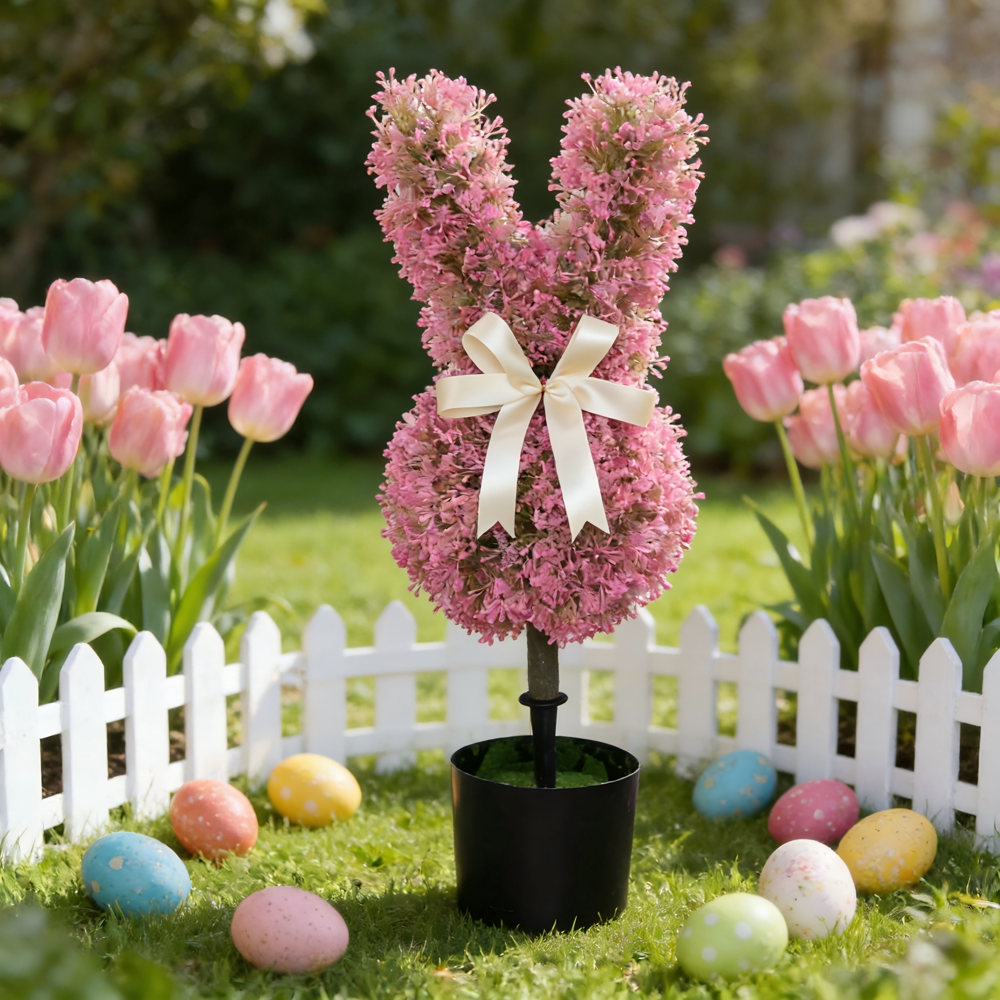 Valentine's Day Artificial Bunny Shaped Topiary Trees with Ground Spike ...