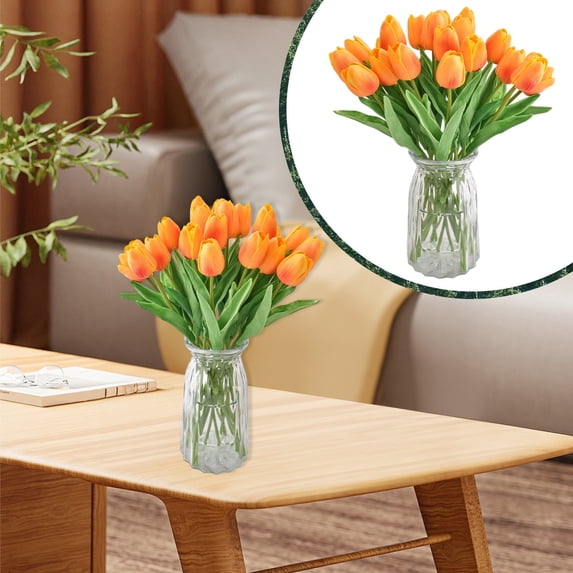 Valentine's Day Artificial Flowers Real PU Flower Bouquet with Big Vase ...