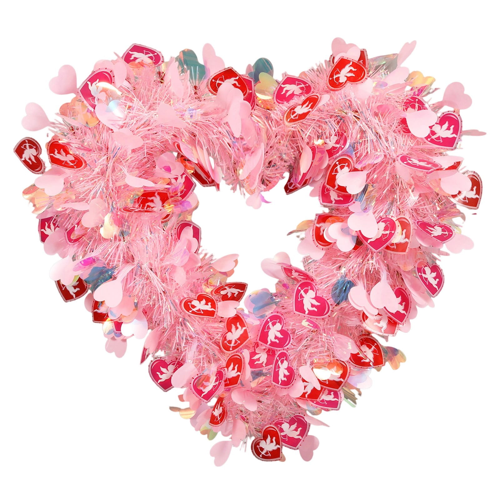 Valentine's Day Artificial Love - Heart Wreath With Pink Flowers And ...