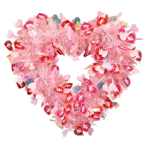 Valentine's Day Artificial Love - Heart Wreath With Pink Flowers And ...