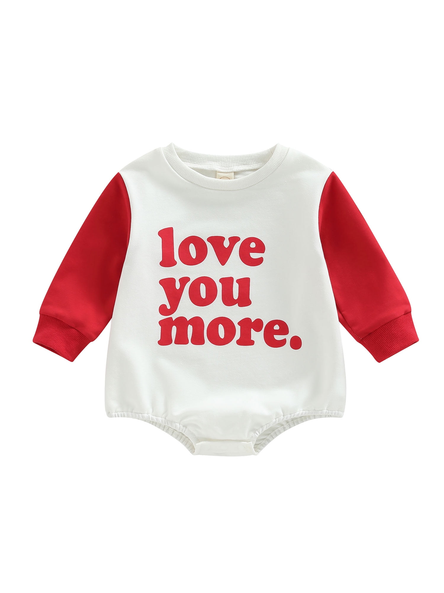 Valentine's Day Baby Girl Boy Outfit Heart Crewneck Bubble Romper Sweatshirt Long Sleeve ...